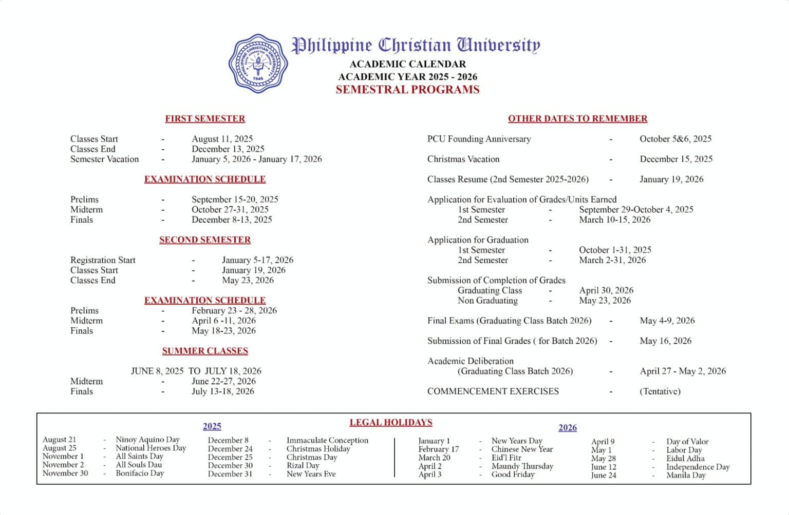 Academic Calendar – Edtech Manila